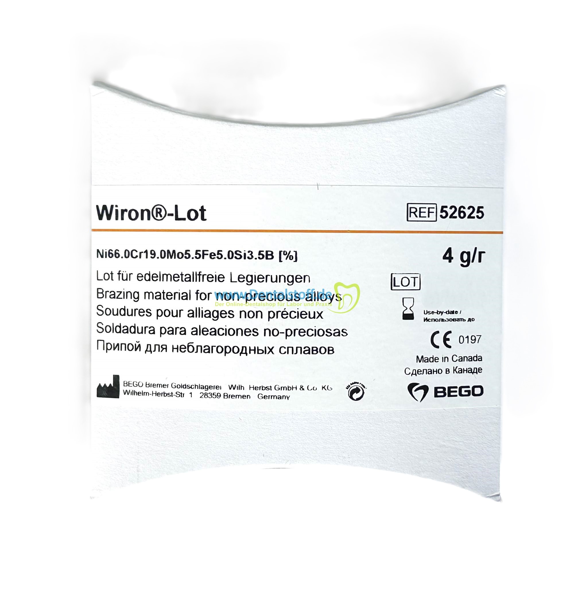 Bego Wiron Lötstäbe 52625 - 4g | Dentalstoff Onlineshop - Der ...