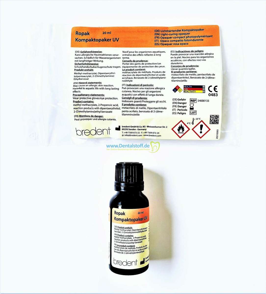Bredent Ropak Kompaktopaker UV 54000133 - 20ml | Dentalstoff.de - Der Onlineshop für Labor & Praxis