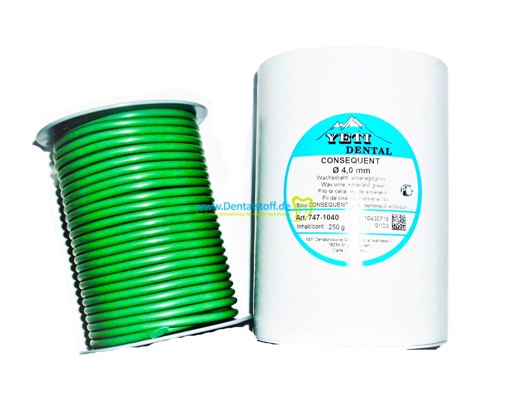 Yeti Consequent Wachsdraht weich smaragdgrün - 250g | Dentalstoff ...