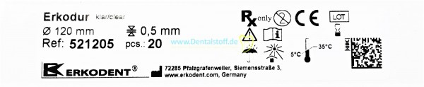 Erkodent Erkodur Tiefziehfolie klar 120mm | Dentalstoff Onlineshop ...