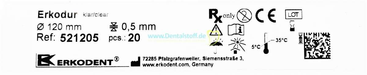 Erkodent Erkodur Tiefziehfolie klar 120mm | Dentalstoff Onlineshop ...