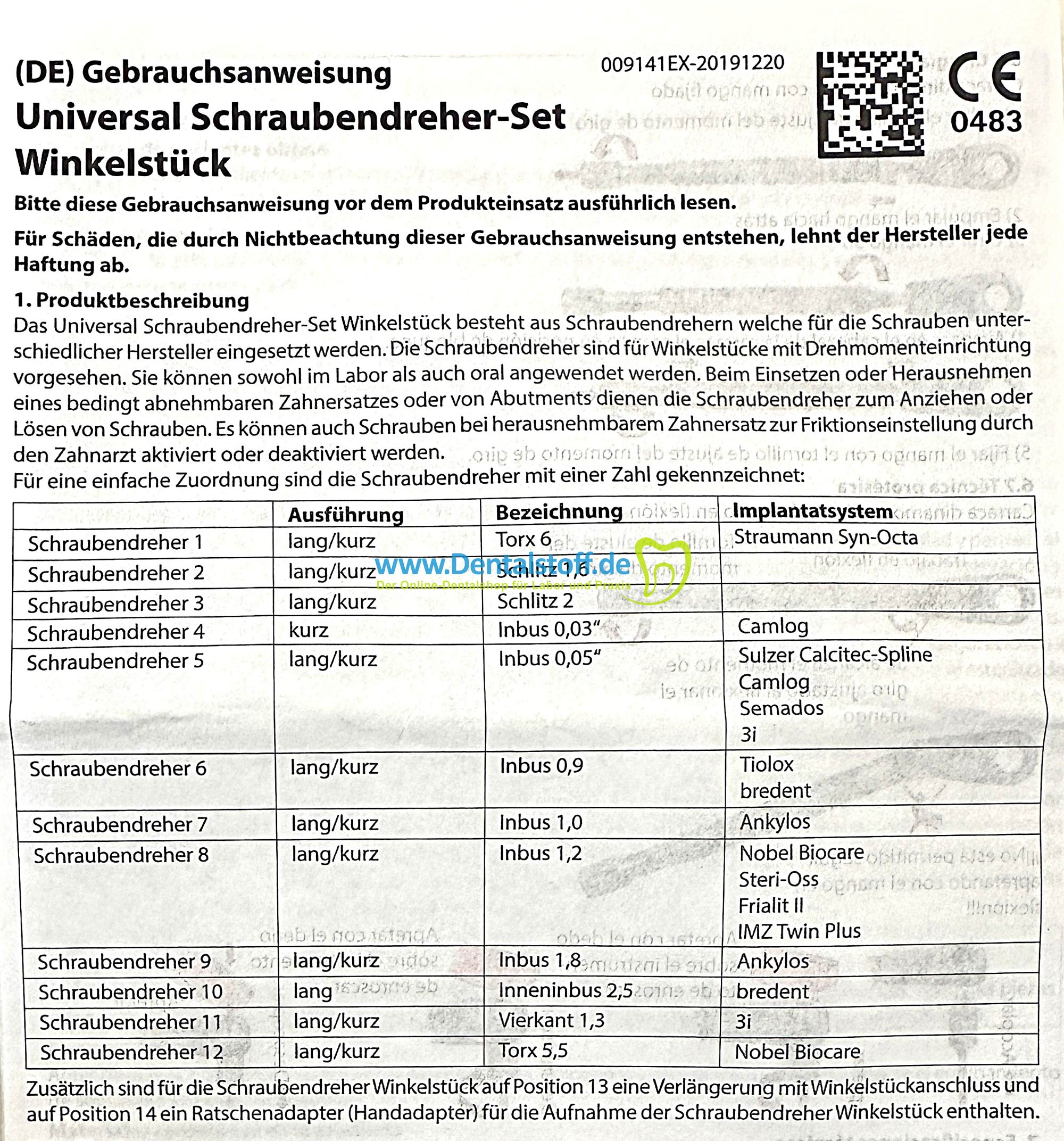 Bredent Universal Schraubendreher Set | Dentalstoff Onlineshop - Der Onlineshop für Labor & Praxis