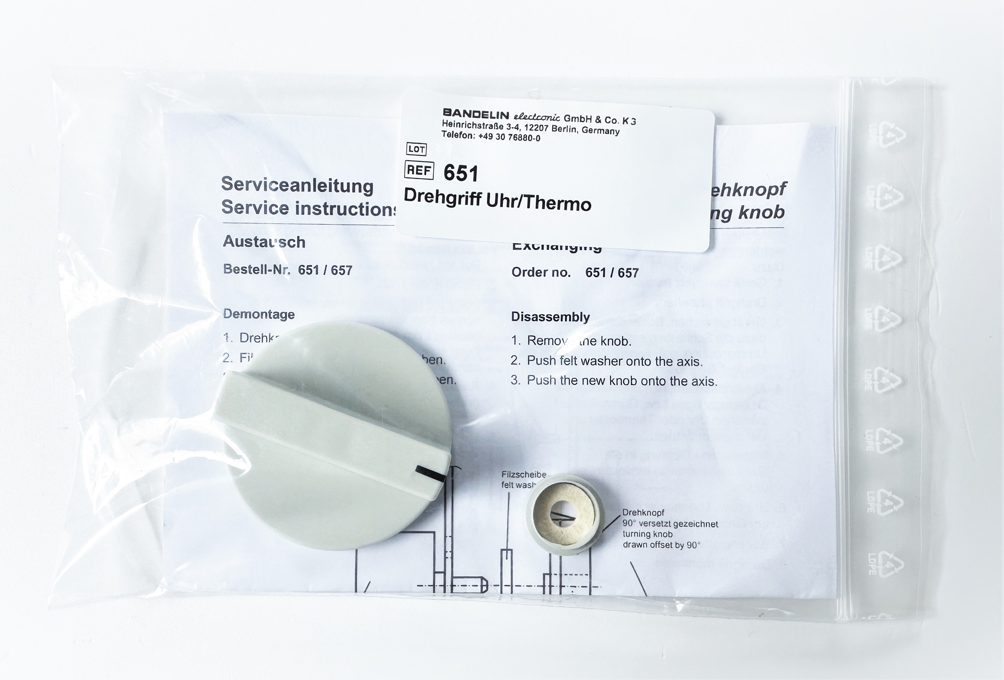 Bandelin Sonorex Super Drehgriff für Uhr und Thermostat 651 ...